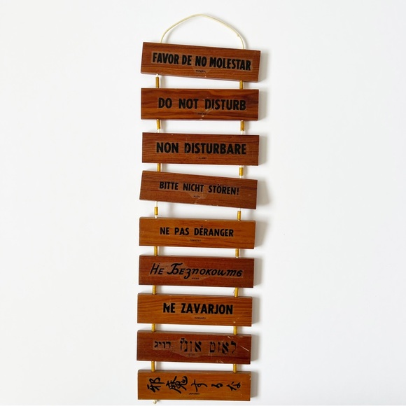 Vintage | Accents | Vintage Wood Do Not Disturb Language Door Sign ...